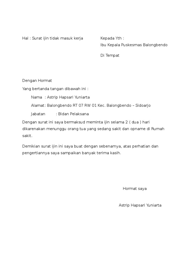 Surat Ijin Kerja | PDF