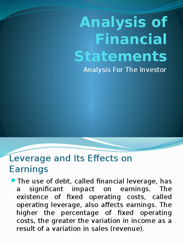 Analysis of Financial Statements: Analysis For The Investor | PDF ...