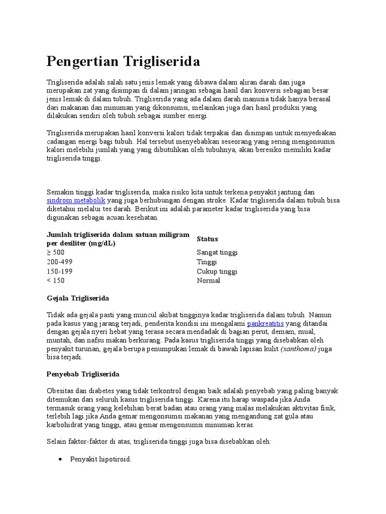 Pengertian Trigliserida | PDF