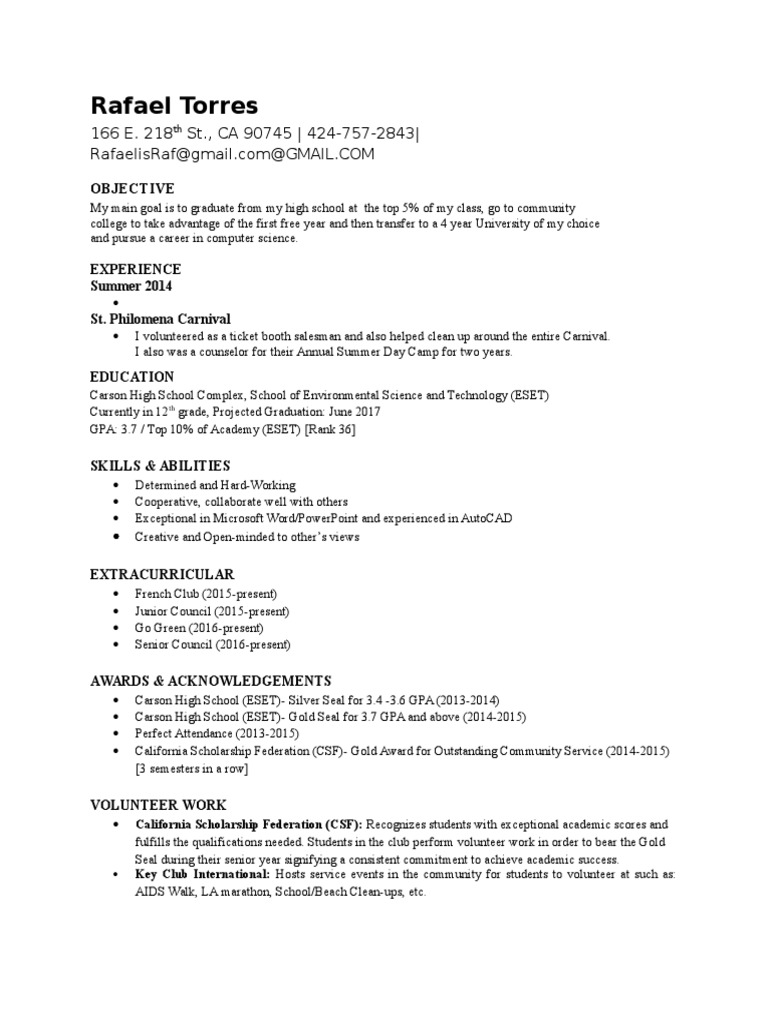 Rafael Torres Resume | PDF