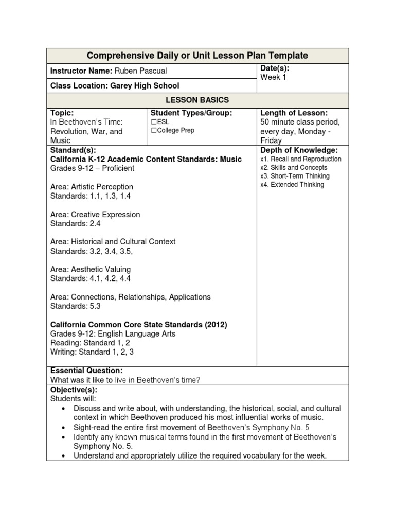 4 Week Unit Plan Week 1 | PDF | Reading Comprehension | Educational ...