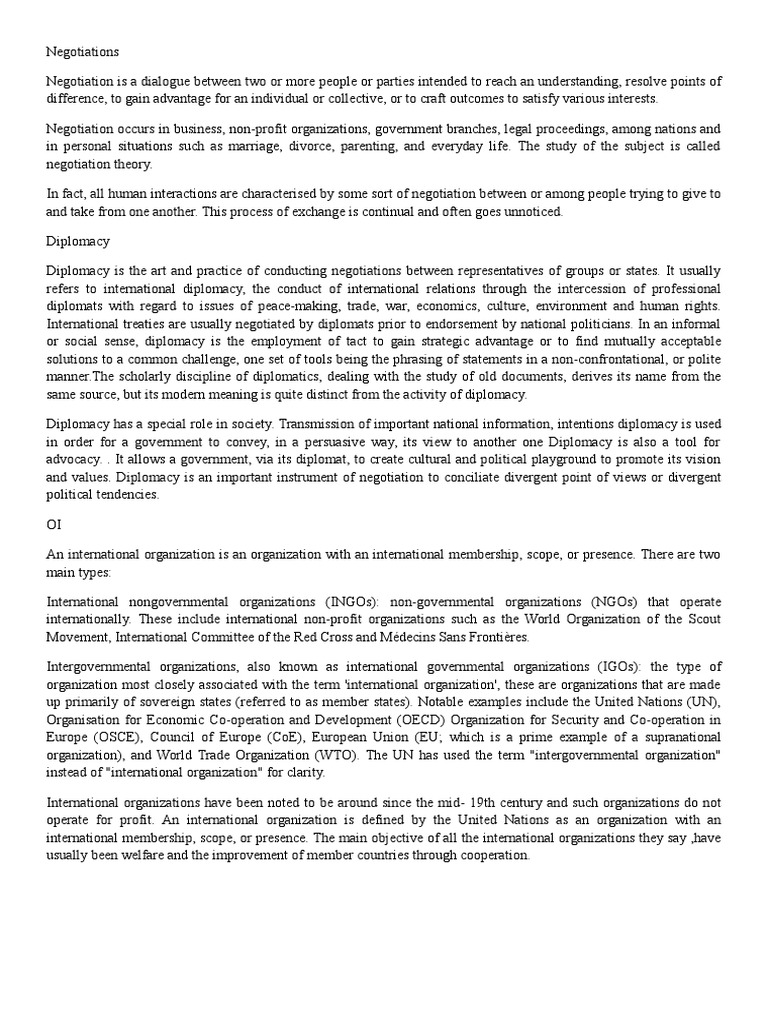 Negotiation Is A Dialogue Between Two or More People or Parties ...