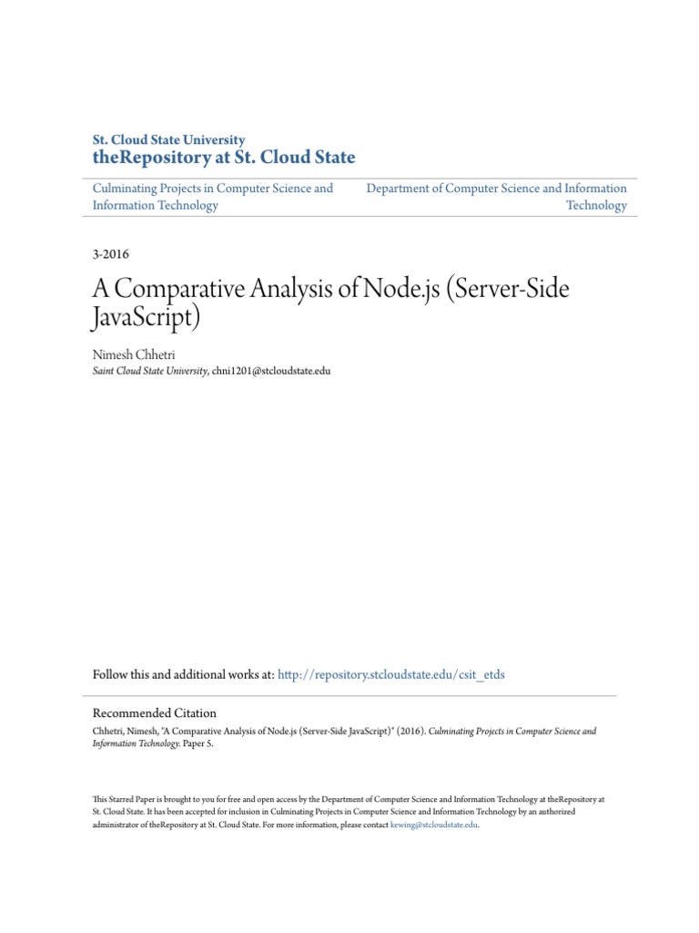 A Comparative Analysis Of Node Js Server Side Javascript Pdf Ajax Programming Java
