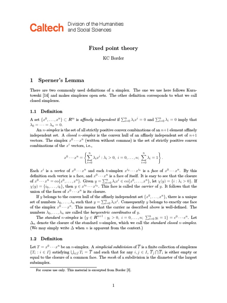 Sperner's Lemma and Fixed Point Theory | PDF | Compact Space | Continuous Function