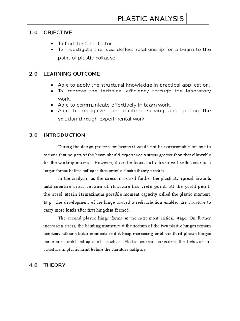 Plastic Analysis | PDF | Bending | Plasticity (Physics)