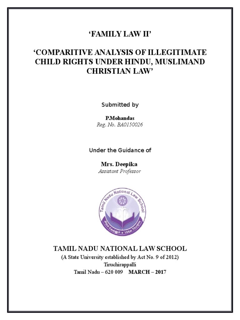 Family Law Project | PDF | Legitimacy (Family Law) | Will And Testament