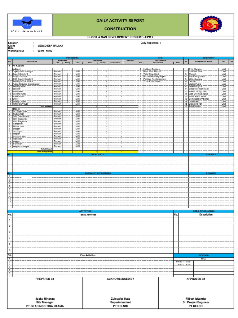 Form Daily Report | PDF | Industries