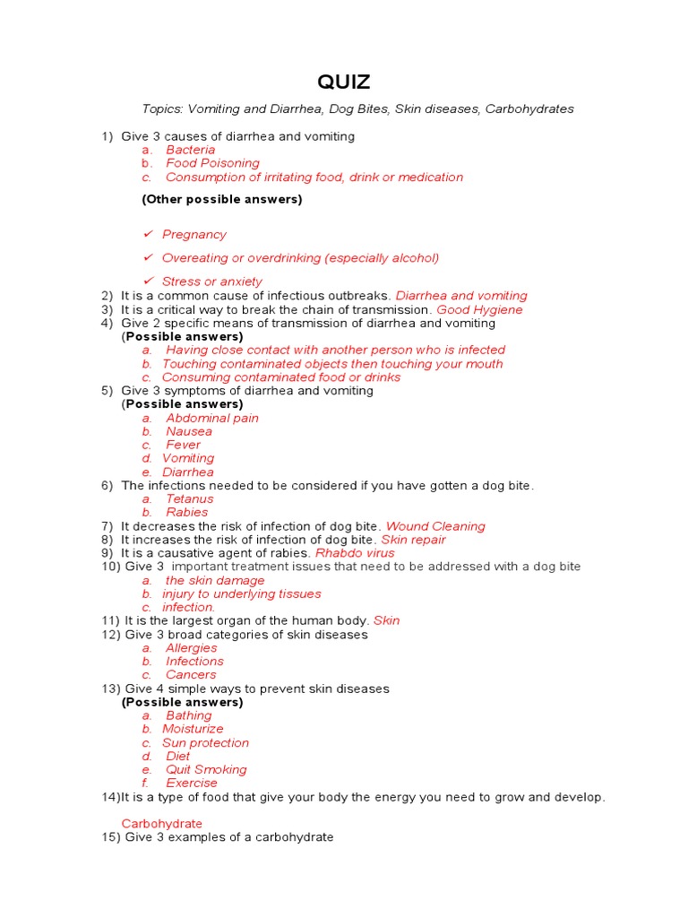 Topics: Vomiting and Diarrhea, Dog Bites, Skin Diseases, Carbohydrates ...