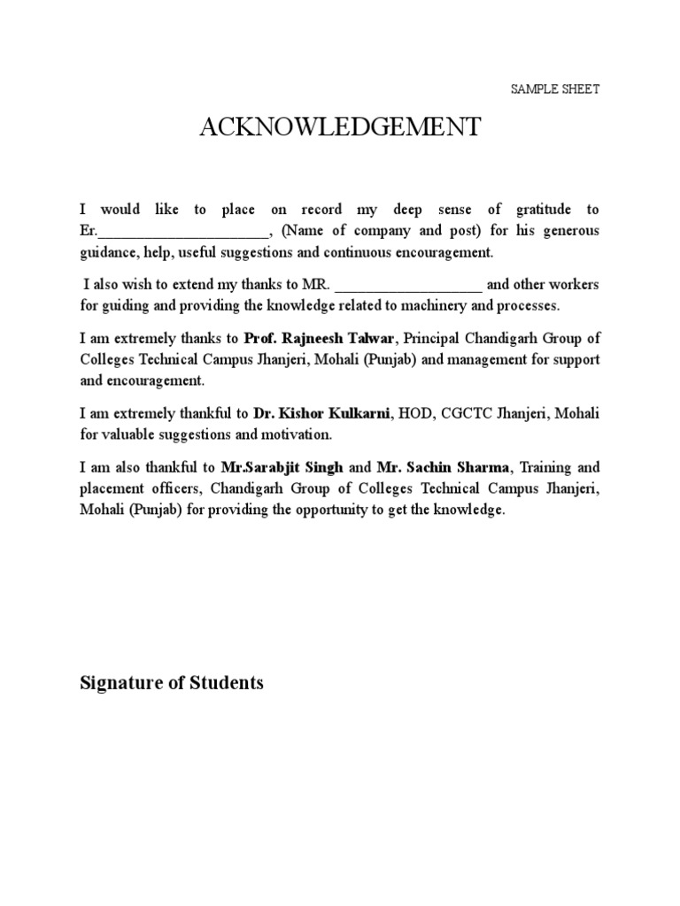 Acknowledgement | PDF