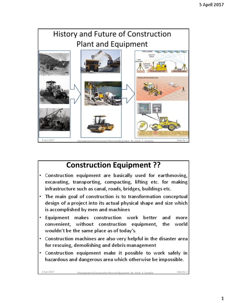 1 History and Future of Construction Equipment | PDF | Heavy Equipment ...