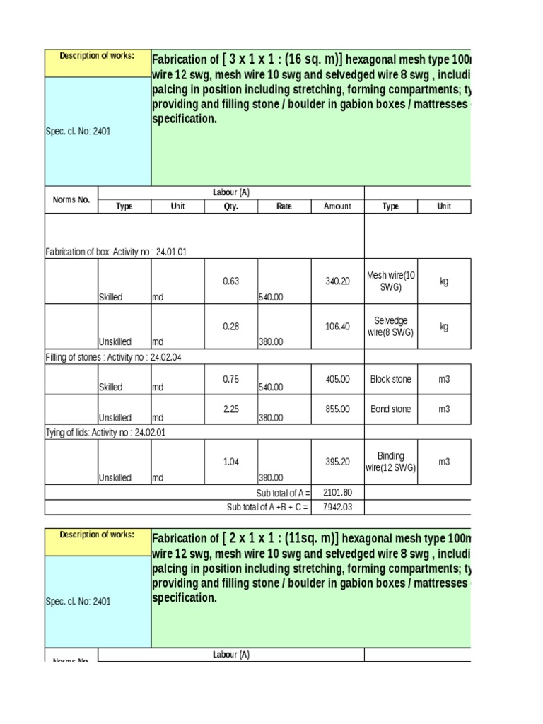 Gabion Rate Morang | Download Free PDF | Bedding | Mattress