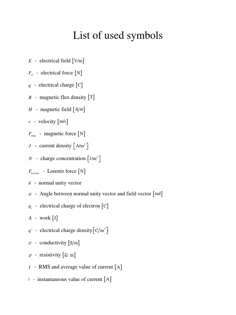 Electrical and Magnetic Symbols List | PDF