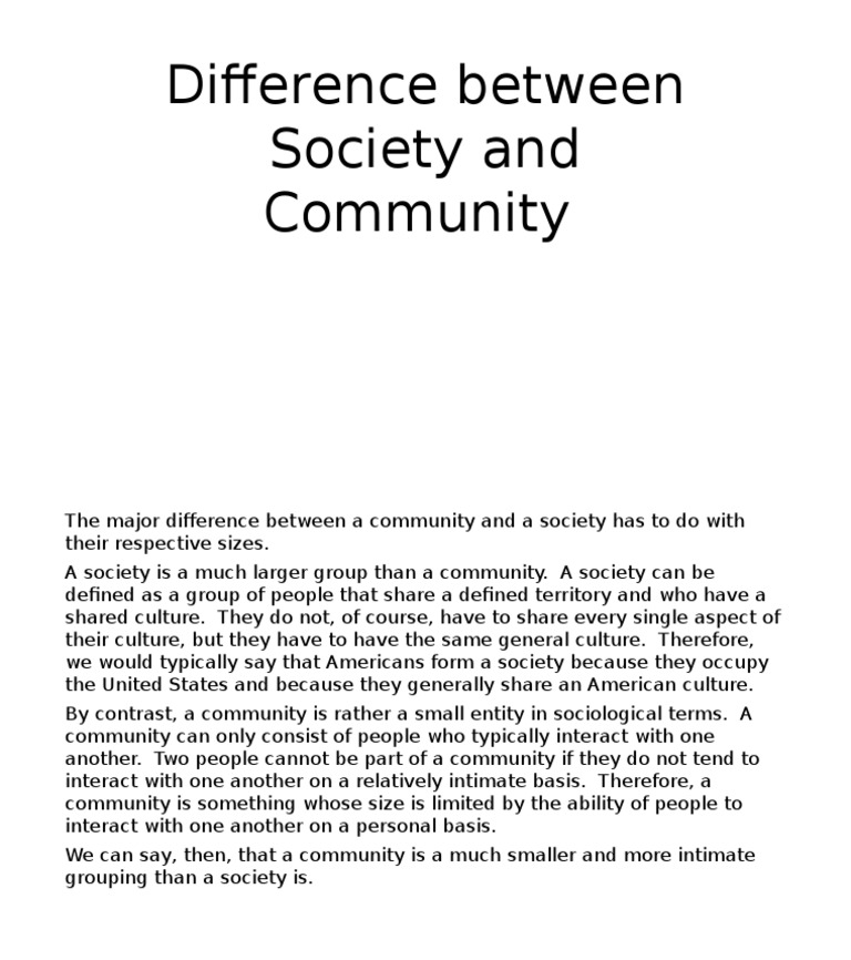 Society vs Community: Key Differences | PDF