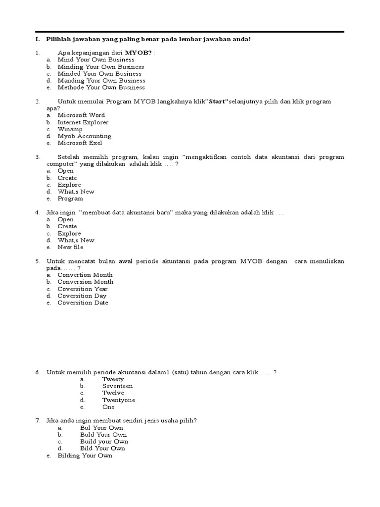 Soal Teori Myob | PDF