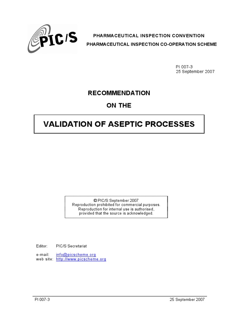 9 PI 007-3 Validation of Aseptic Process | PDF | Sterilization ...