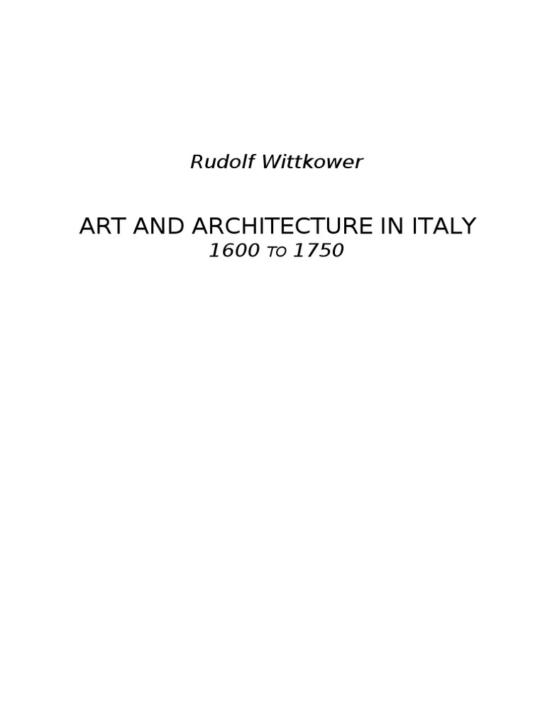 Rudolf Wittkower - Art and Architecture in Italy 1600-1750 PDF | PDF ...