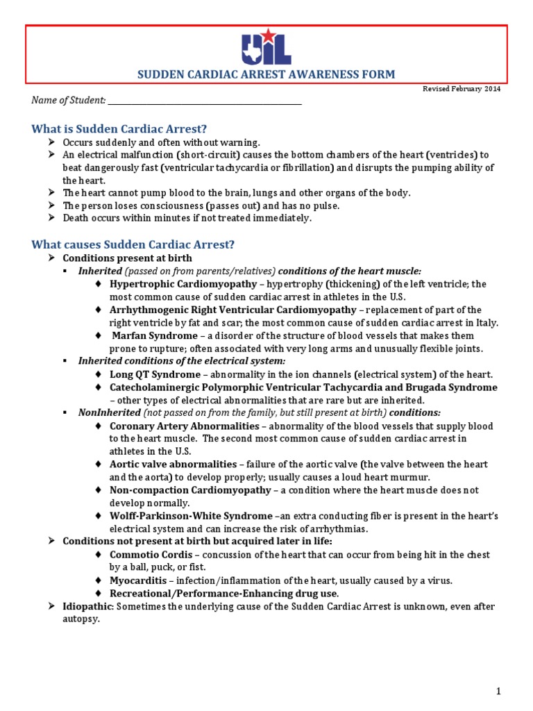 2014sca Awareness Form | Download Free PDF | Cardiac Arrhythmia | Heart
