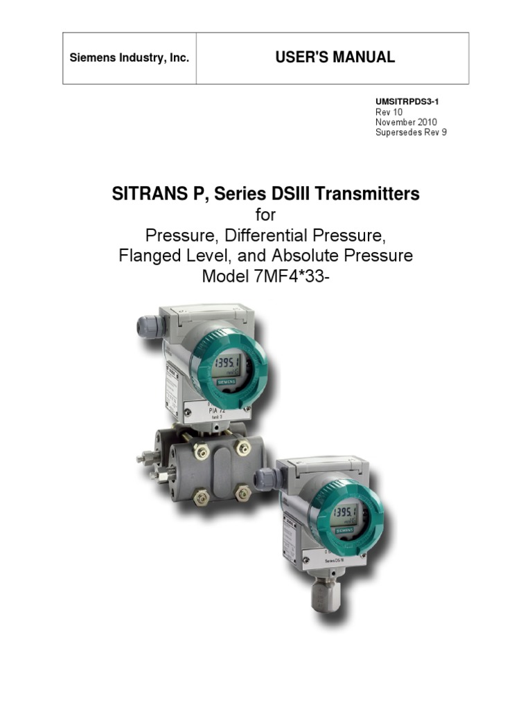 Siemens DP XMTR | PDF | Pressure Measurement | Transmitter