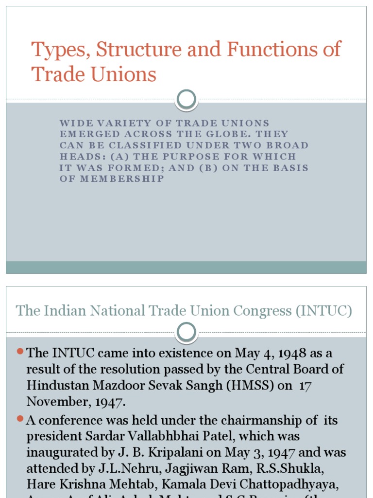 Types, Structure and Functions of Trade Unions | PDF | Trade Union ...