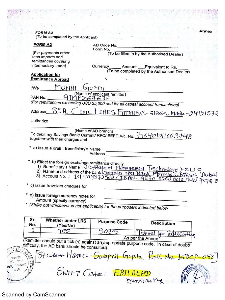 A2 Form PDF | PDF