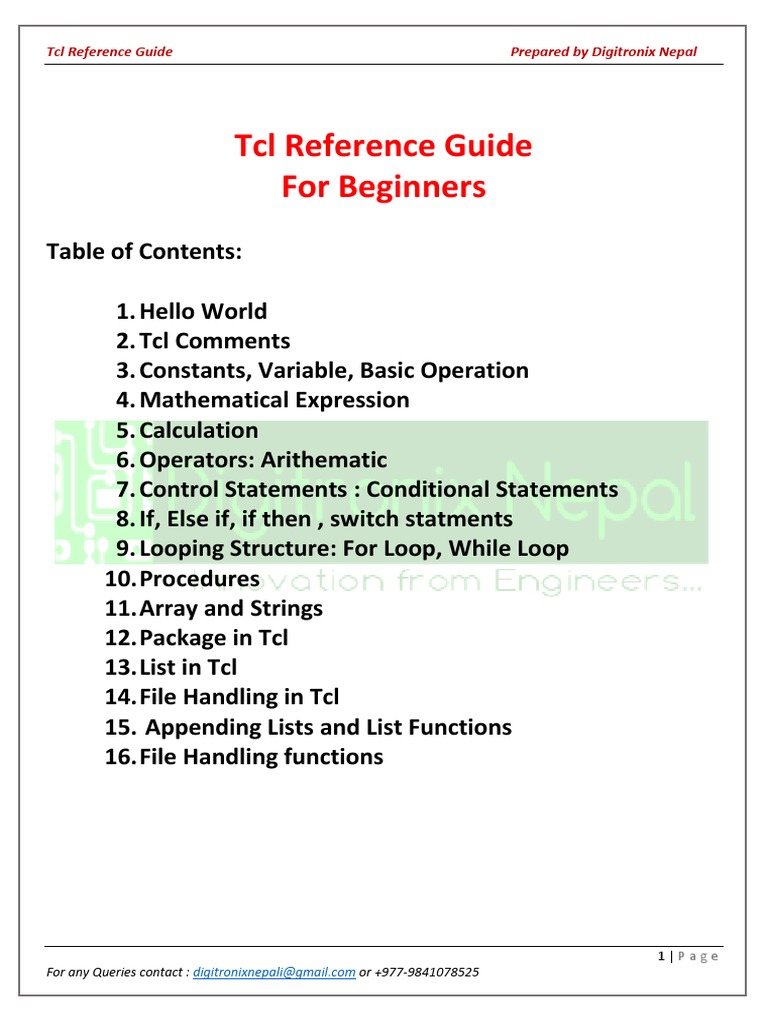 TCL - Reference - Guide - v1 Jan 11 2017 - Prepared by Digitronix Nepal ...