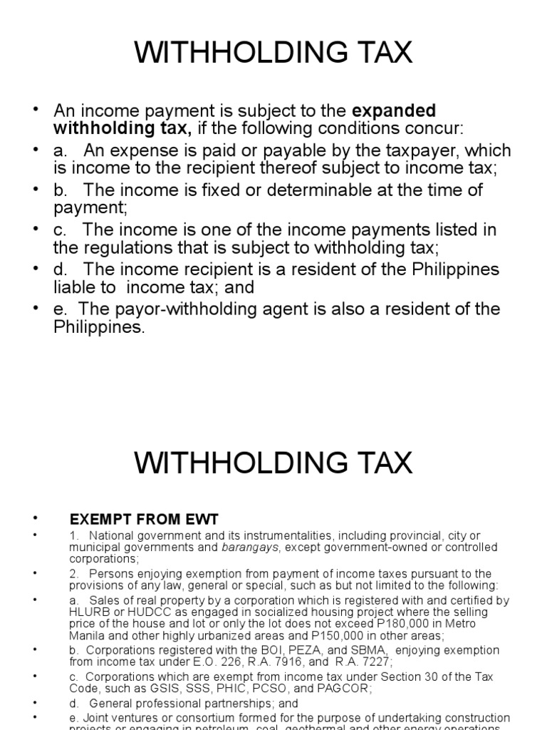 ewt | Withholding Tax | Gross Income