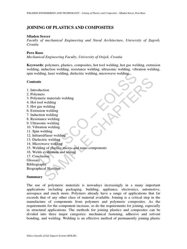 Joining of Plastics and Composites | PDF | Thermoplastic | Polymers