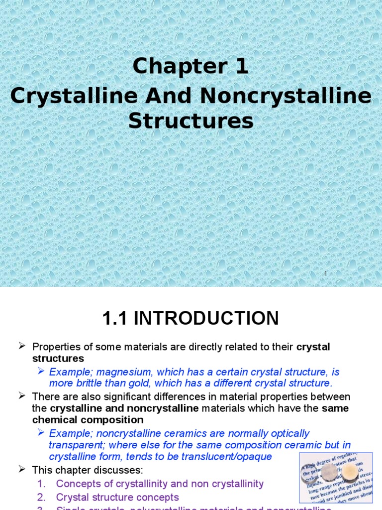 Chap 1 - Crystalline & Noncrystalline Structure | PDF | Crystal ...