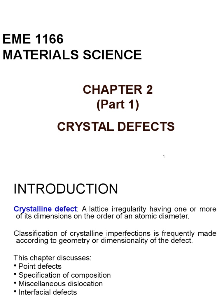 Crystal Defects in Materials Science | PDF | Dislocation | Transmission ...