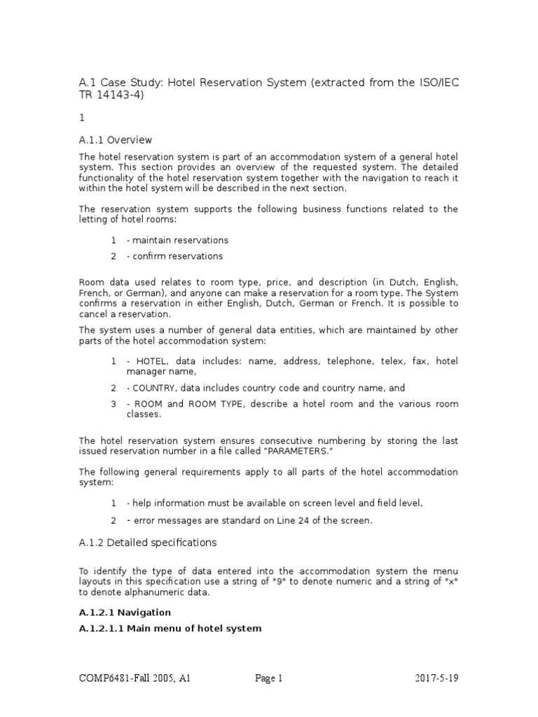 Hotel Reservation System General | PDF | Specification (Technical ...