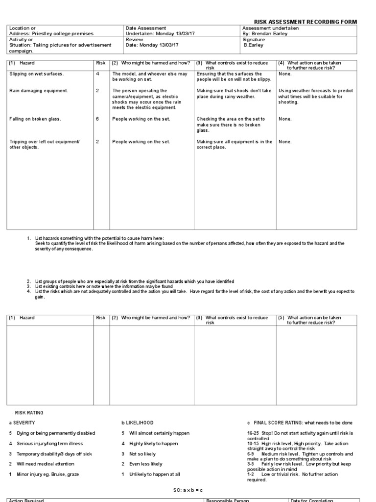 Priestley College Risk Assessment Bench | PDF | Risk Assessment | Risk