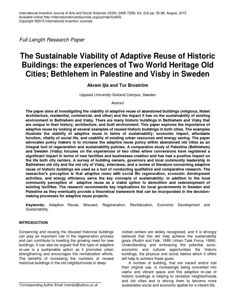 Adaptive Reuse of Historic Building | PDF | Reuse | Sustainability