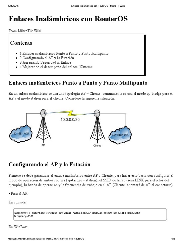 Enlaces Inalámbricos Con RouterOS - MikroTik Wiki | Punto de acceso ...