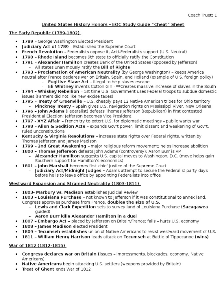 united states history timeline cheat sheet | Thomas Jefferson ...