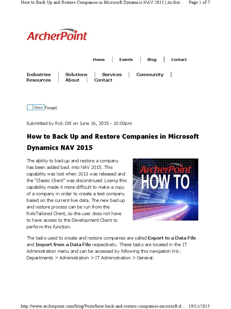Import Export Companies in Nav 2015 | PDF | Microsoft Dynamics Nav | Backup