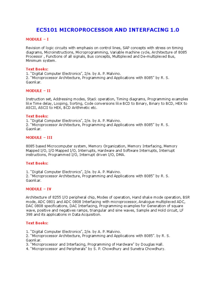 Microprocessor & Interfacing Course | PDF | Microprocessor | Computer ...