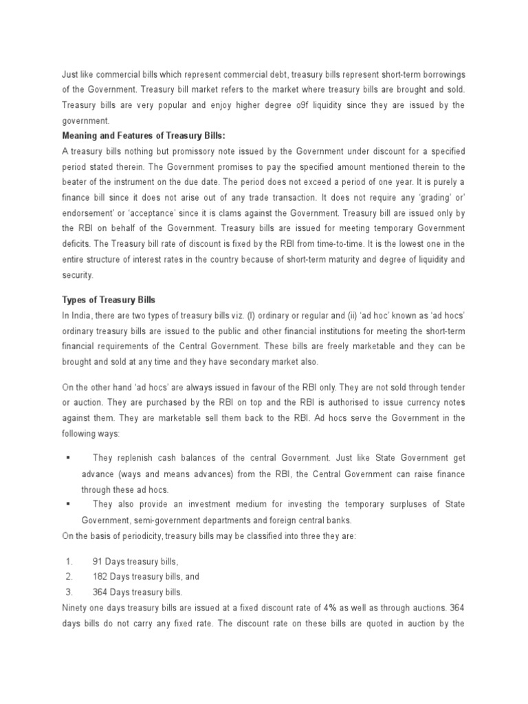 Meaning and Features of Treasury Bills | PDF | United States Treasury ...