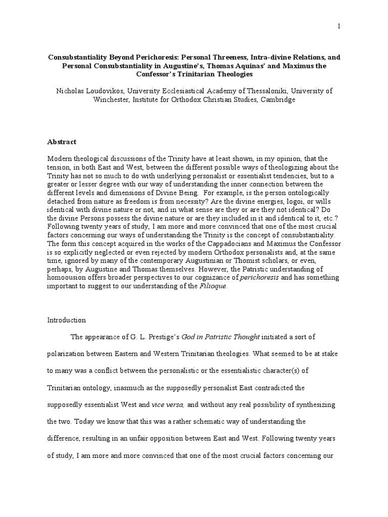 Nikolaos Loudovikos__Consubstantiality Beyond Perichoresis. Personal ...