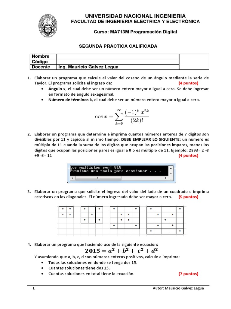 Segunda Practica de Programacion | PDF