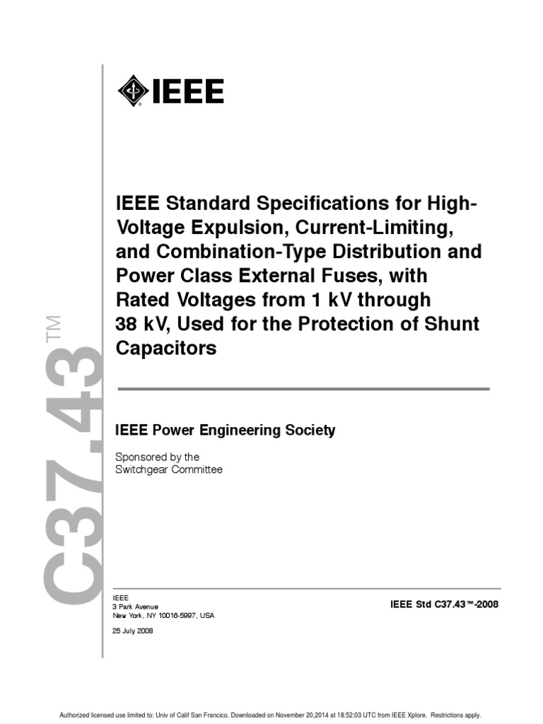 Ieee C37.43.2008 | PDF | Fuse (Electrical) | High Voltage