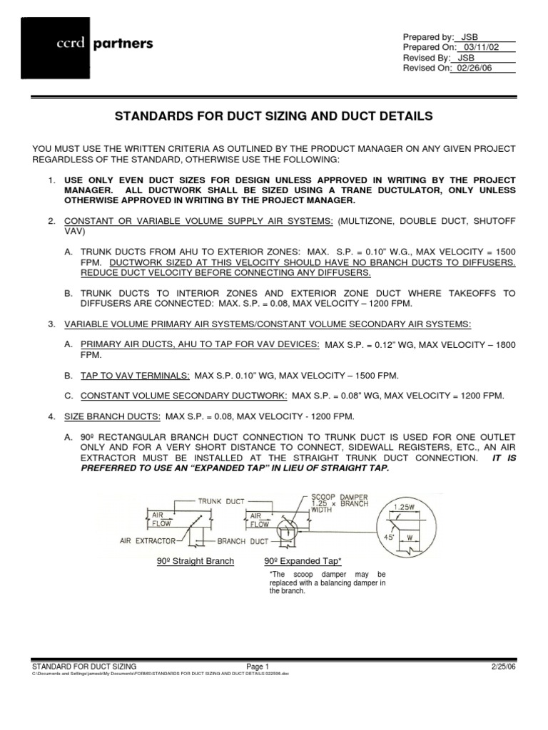 Duct Sizing Standards and Details | PDF | Duct (Flow) | Automation