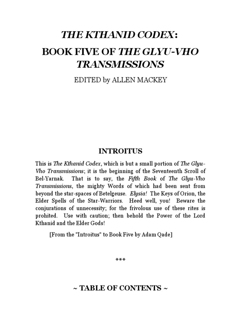 The Kthanid Codex Edited by Allen Mackey | PDF | Religion And Belief