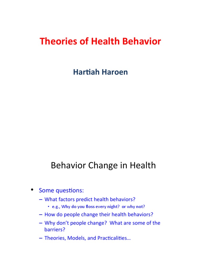 Health Behavior Theory | PDF | Behavior | Psychology