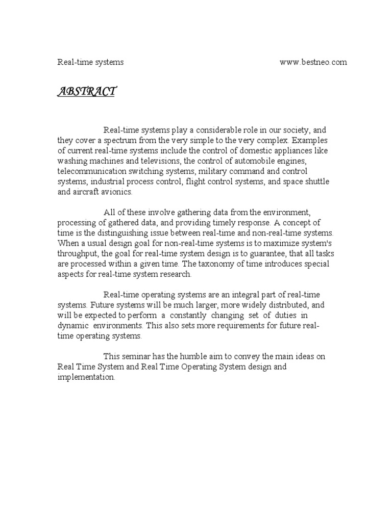 Real Time Systems | PDF | Real Time Computing | Kernel (Operating System)