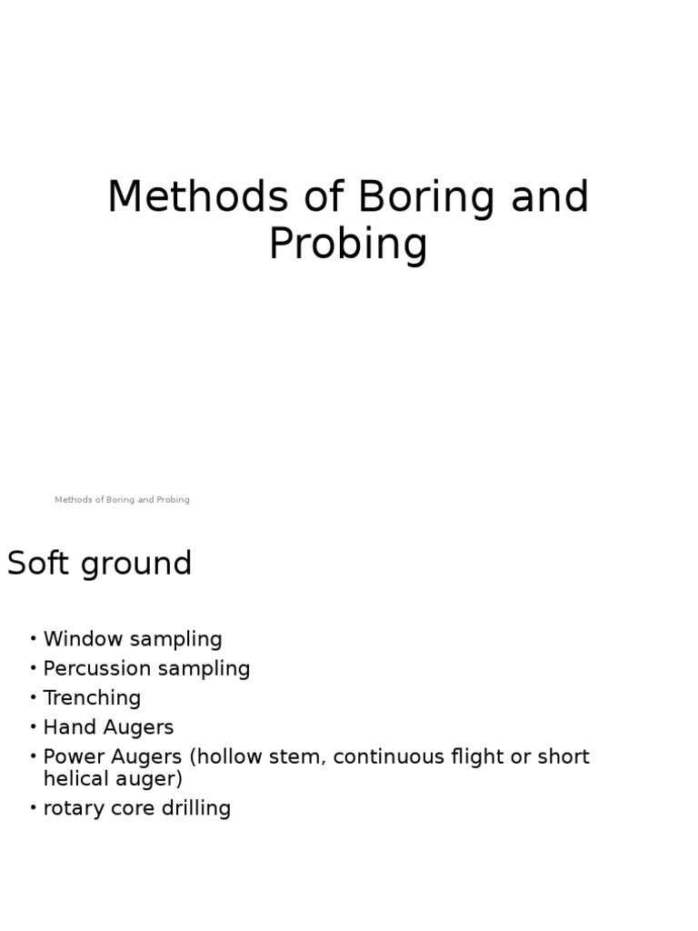 Methods of Boring and Probing | PDF | Geotechnical Engineering | Civil ...