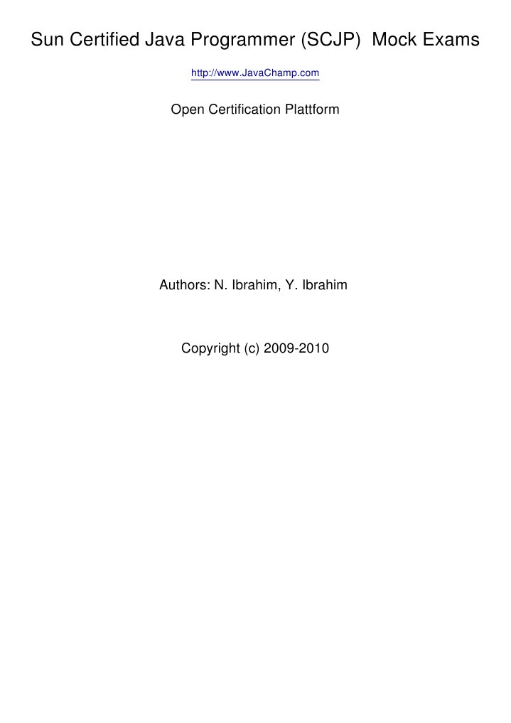 Sun Certified Java Programmer SCJP Mock Exams | PDF