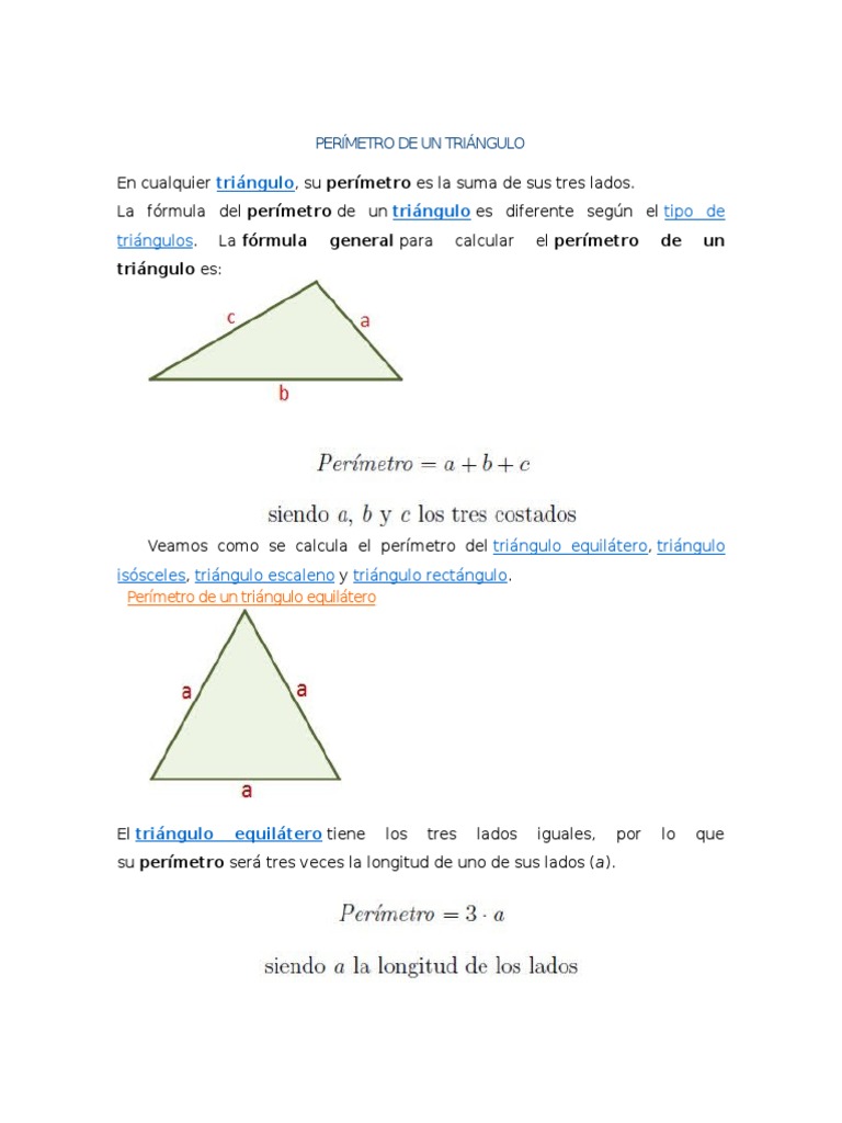 Perímetro de Un Triángulo | Descargar gratis PDF | Triángulo | Politopos