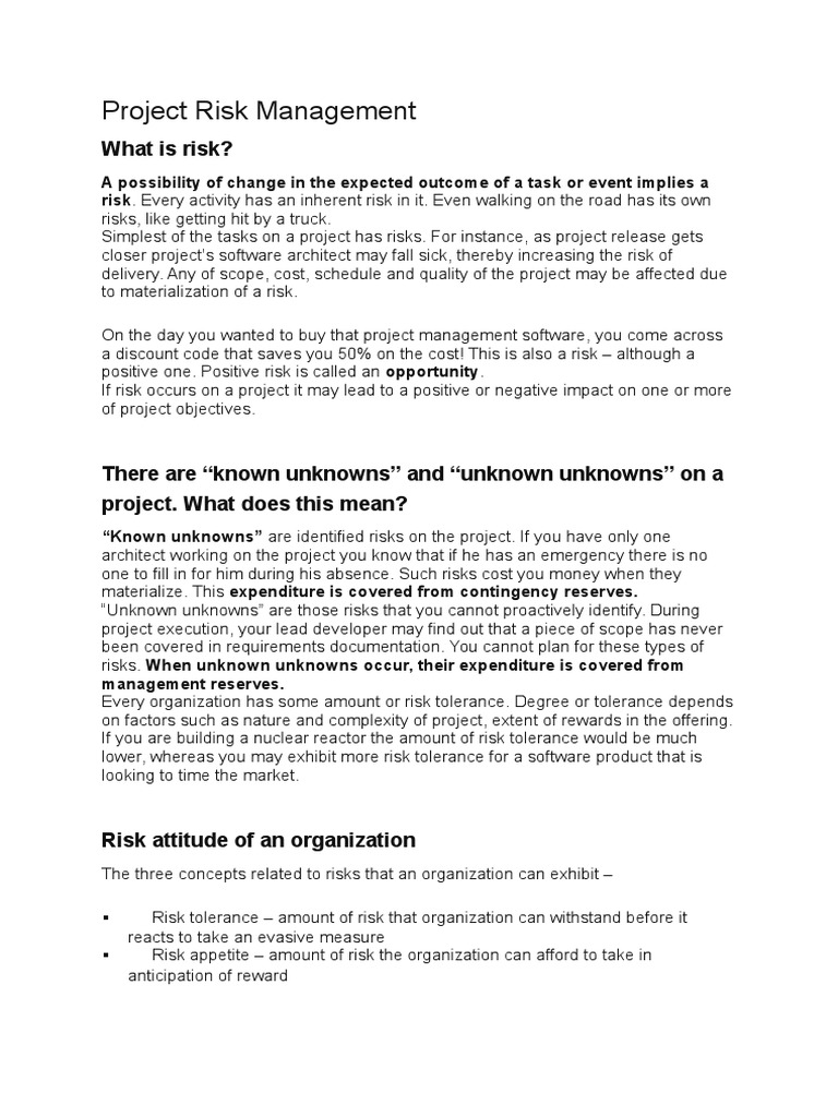 Project Risk Management | Risk Management | Risk