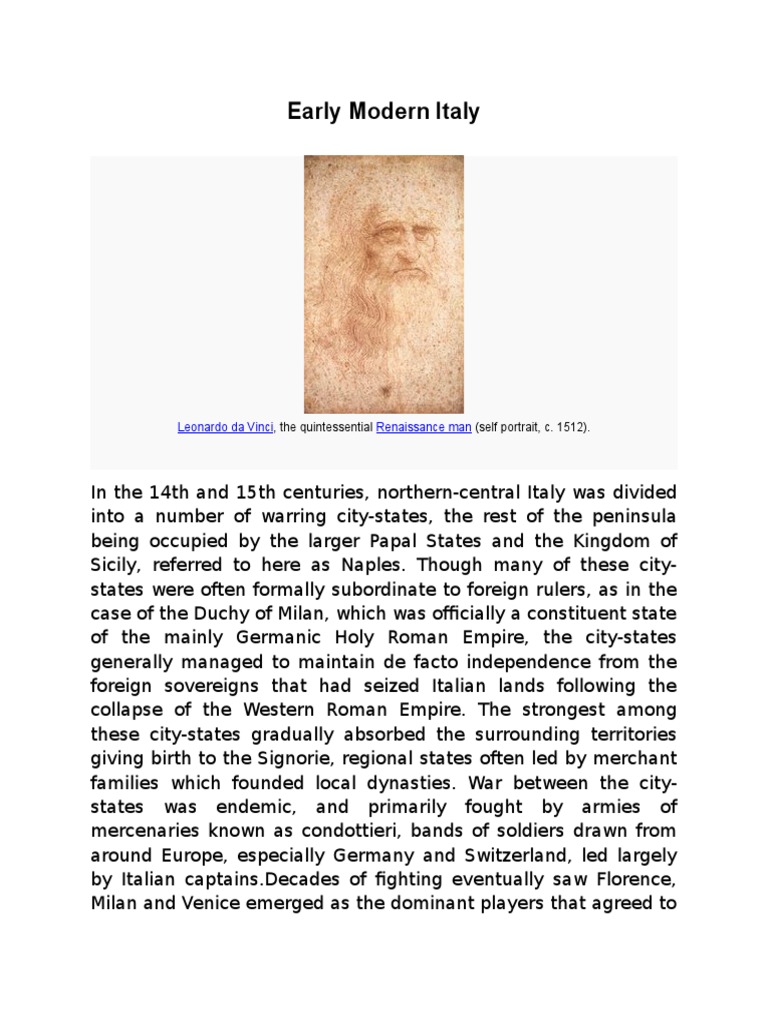 Italy Part 5 - Early Modern Italy | PDF | Italy | Renaissance