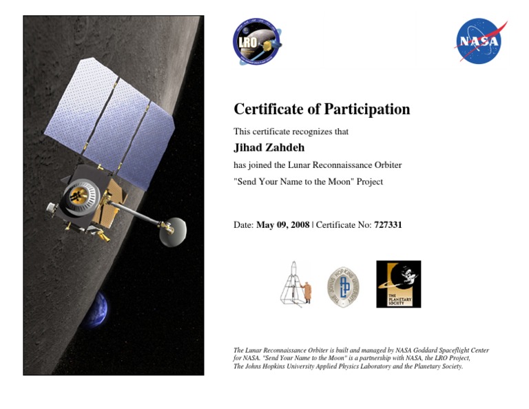 Nasa Certificate | PDF
